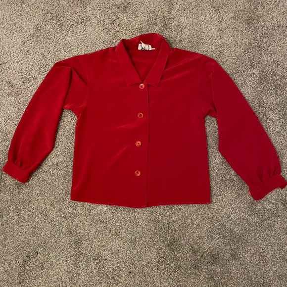 Tops | Vintage Red Button Up | Poshmark